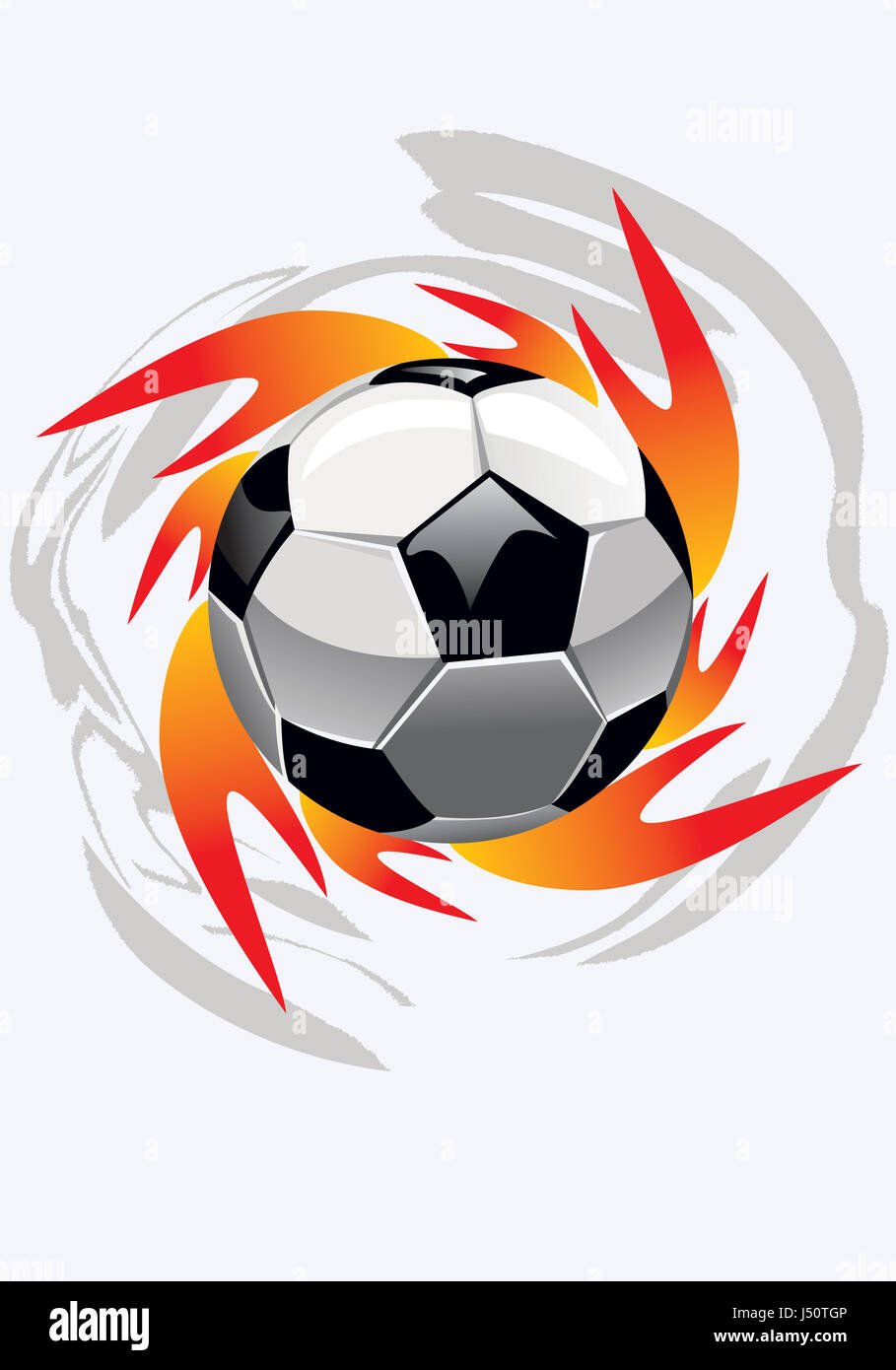Soccer Ball On Fire White Background