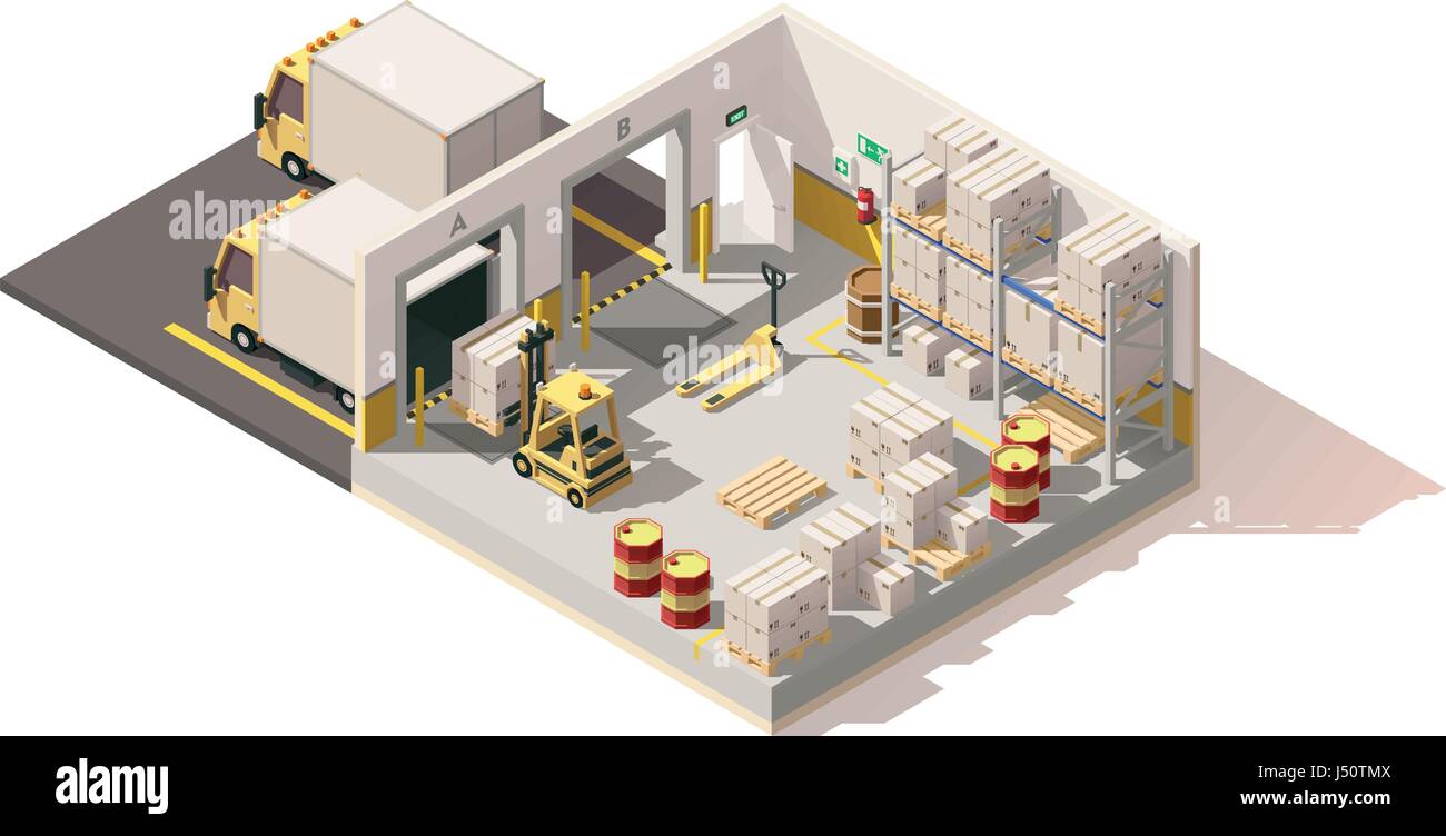 Vector isometric low poly warehouse Stock Vector Image & Art - Alamy