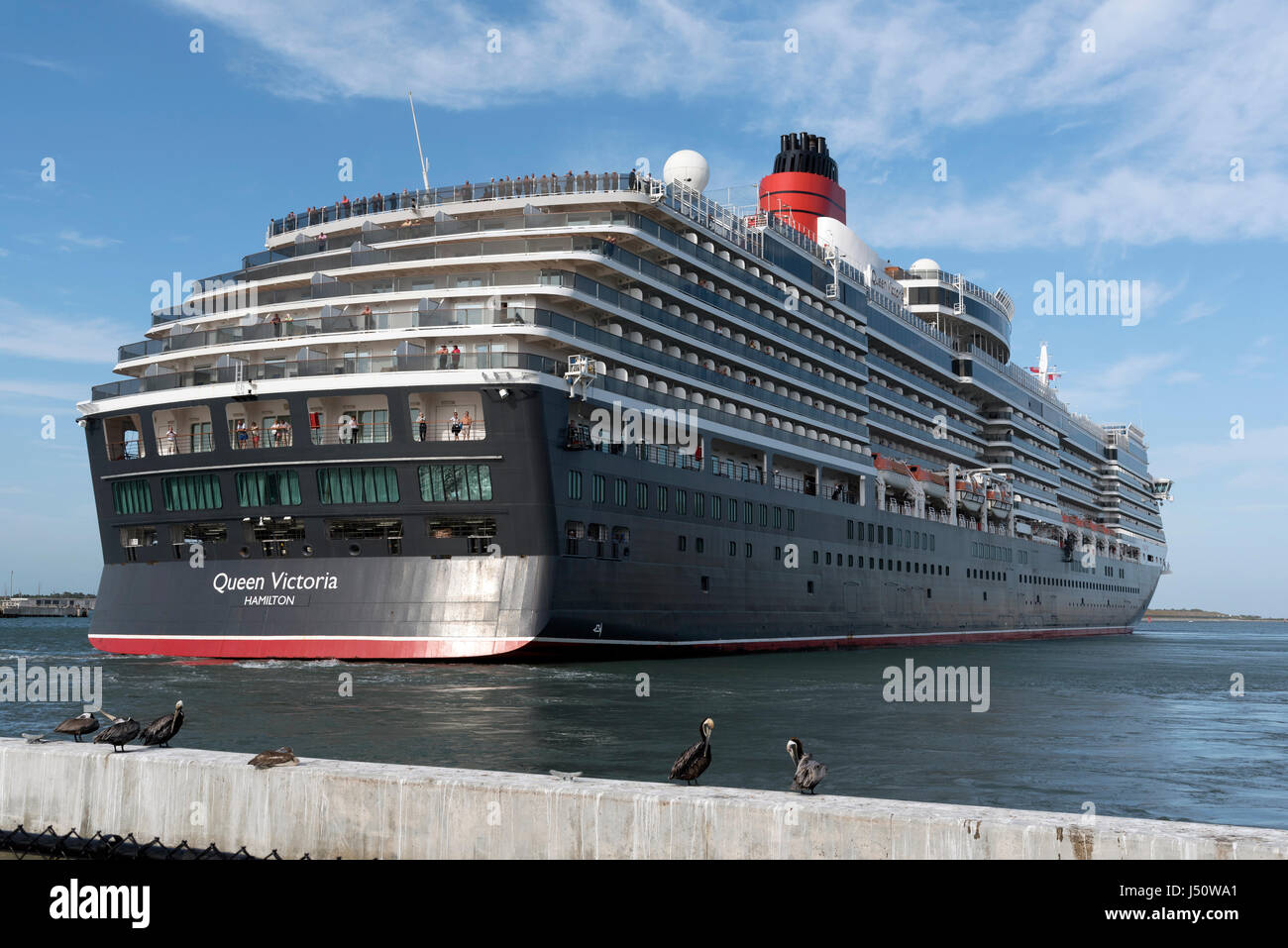 Queen Victoria cruise ship departing Cruise Terminal 1 at Port ...