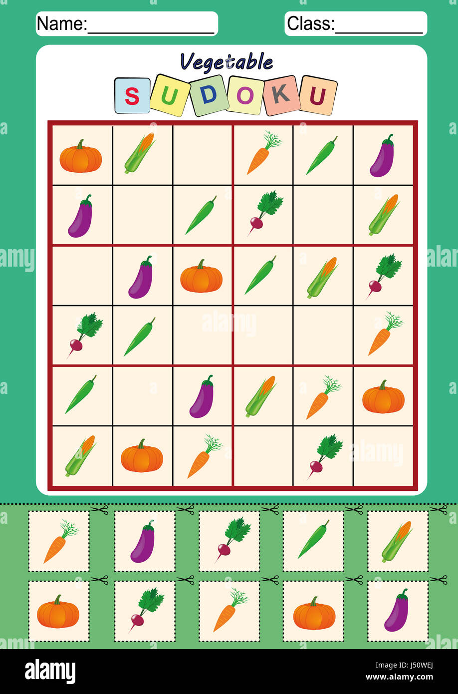 picture sudoku for kids, Cut and paste Stock Photo - Alamy