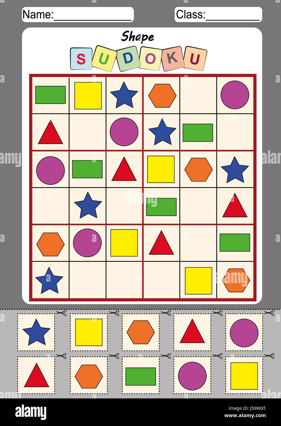 picture sudoku for kids, Cut and paste Stock Photo - Alamy