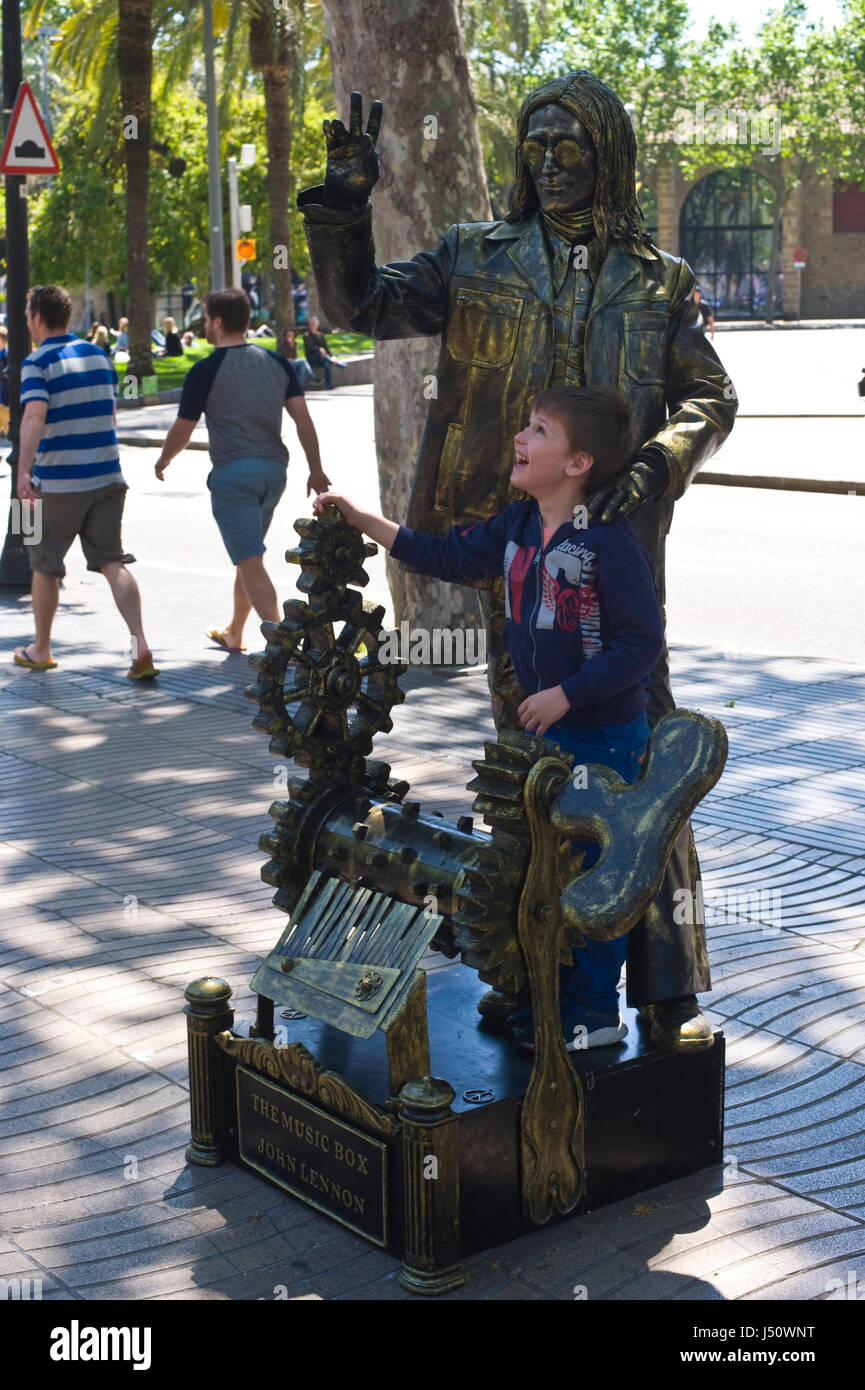 Mime statues on La Rambla in Barcelona Spain ES EU Stock Photo - Alamy