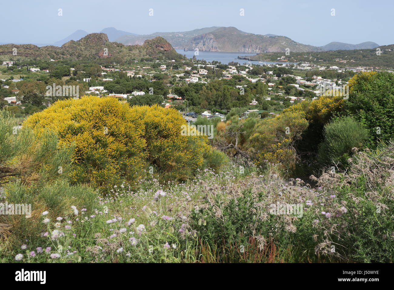 An ascent at crater of vulcano on Vulcano island on Eolian islands ...