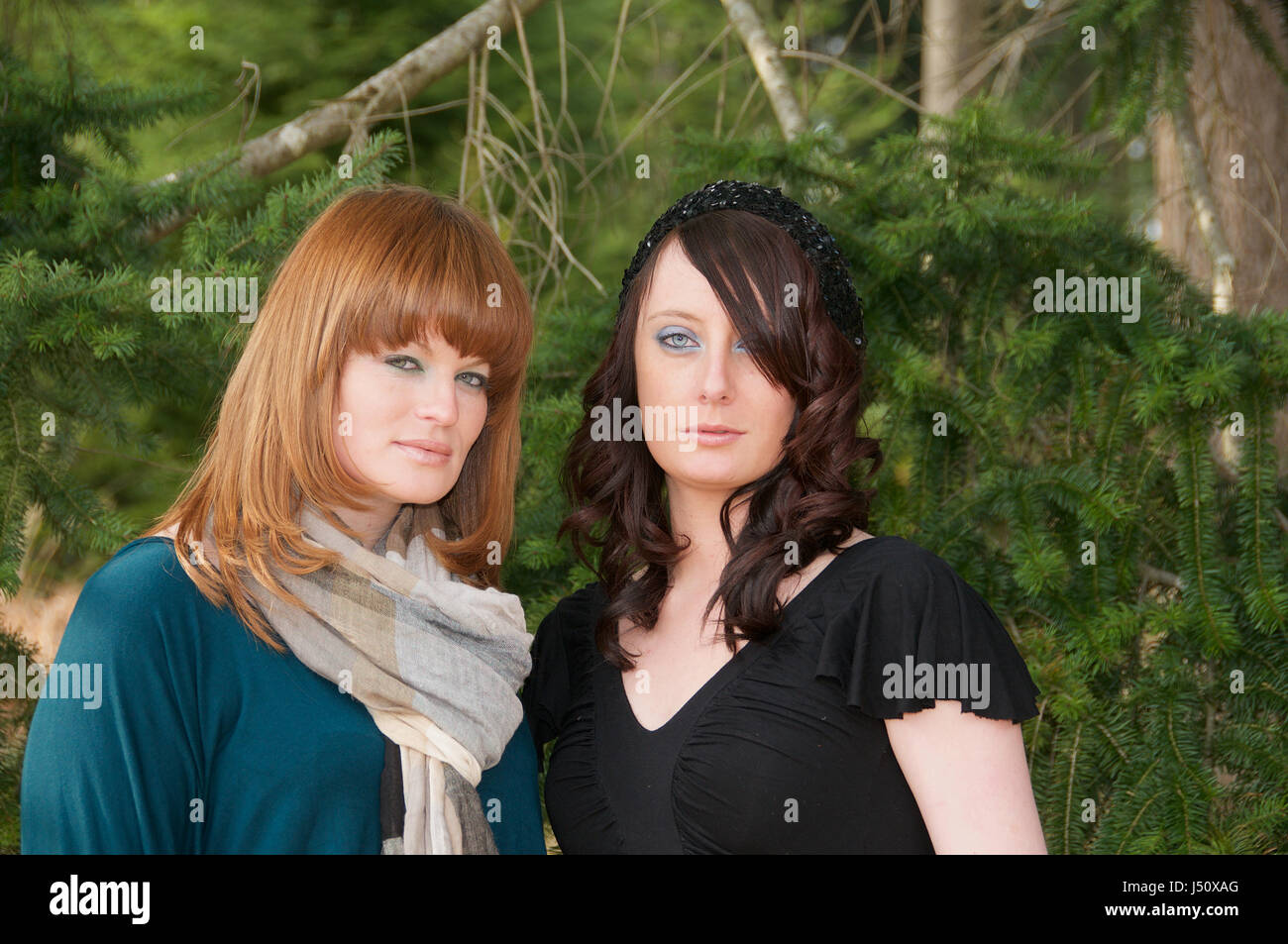 Two pretty girls in the country - the woods Stock Photo - Alamy