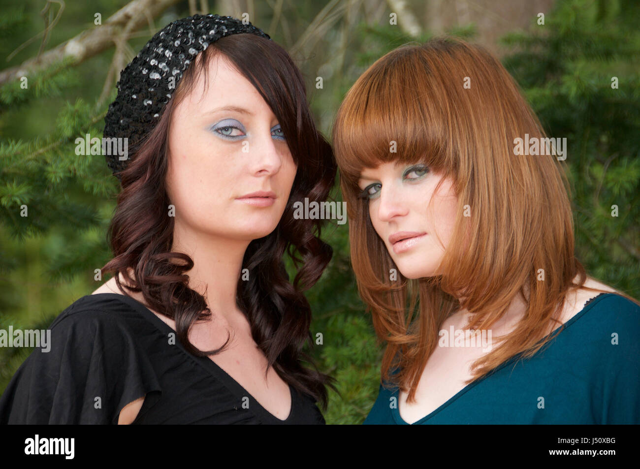 Two pretty girls in the country - the woods Stock Photo - Alamy