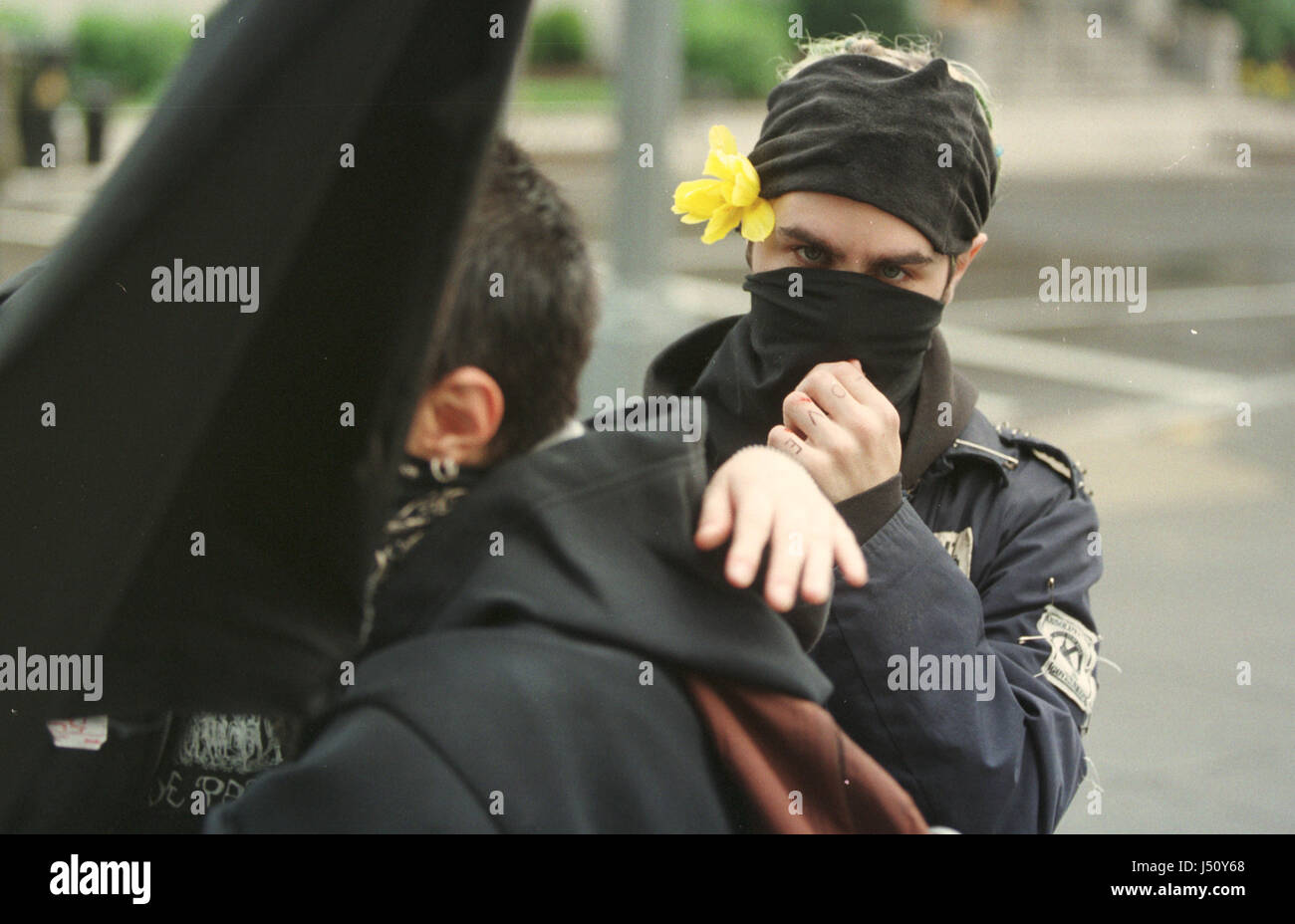 Black Bloc Anarchists. Protesters block streets and protest against ...