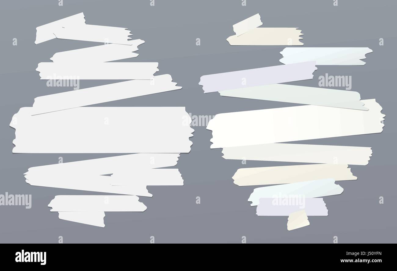 White different size adhesive, sticky tape, paper pieces Stock Vector ...