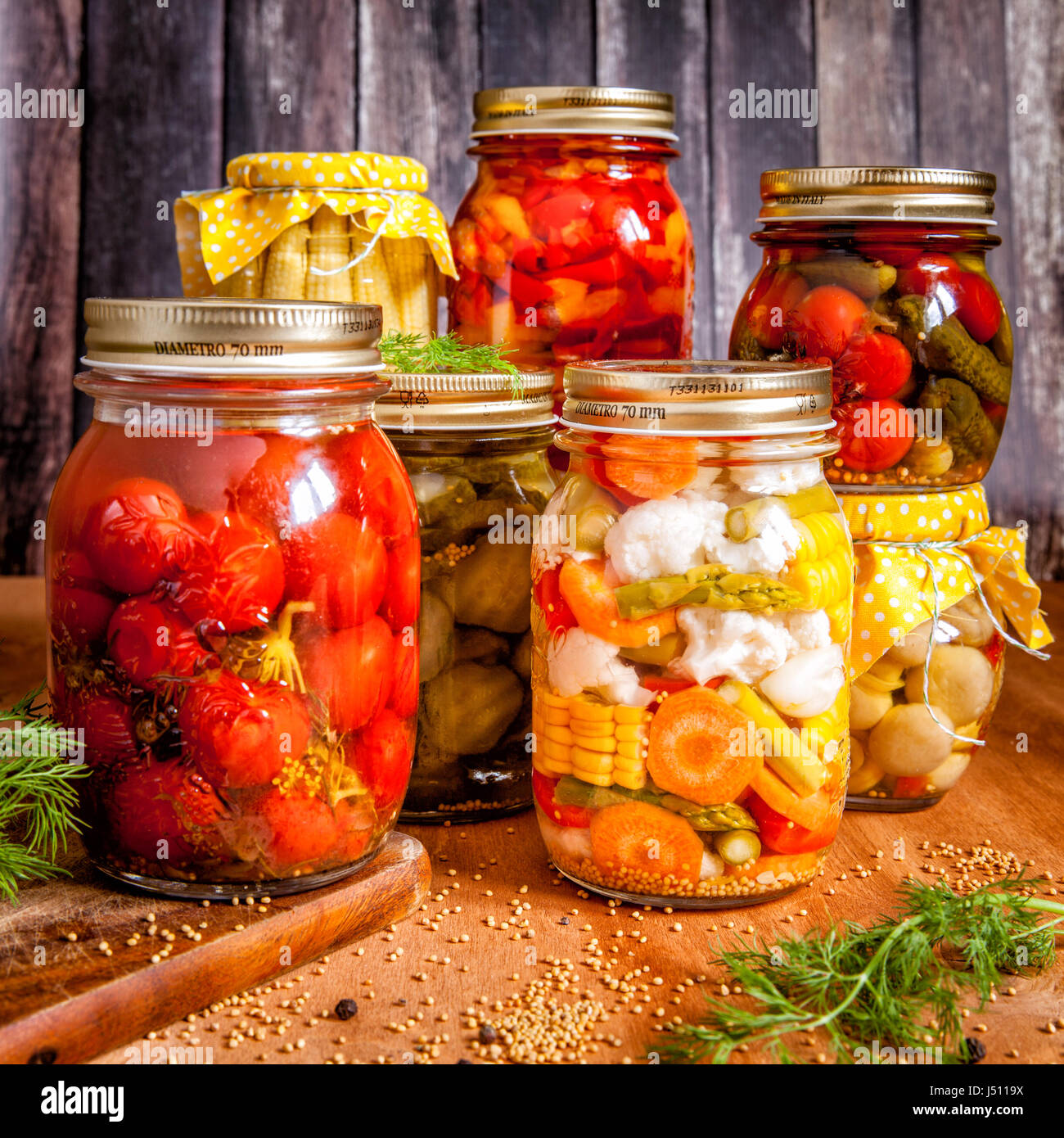 Jars with marinated vegetables Stock Photo - Alamy