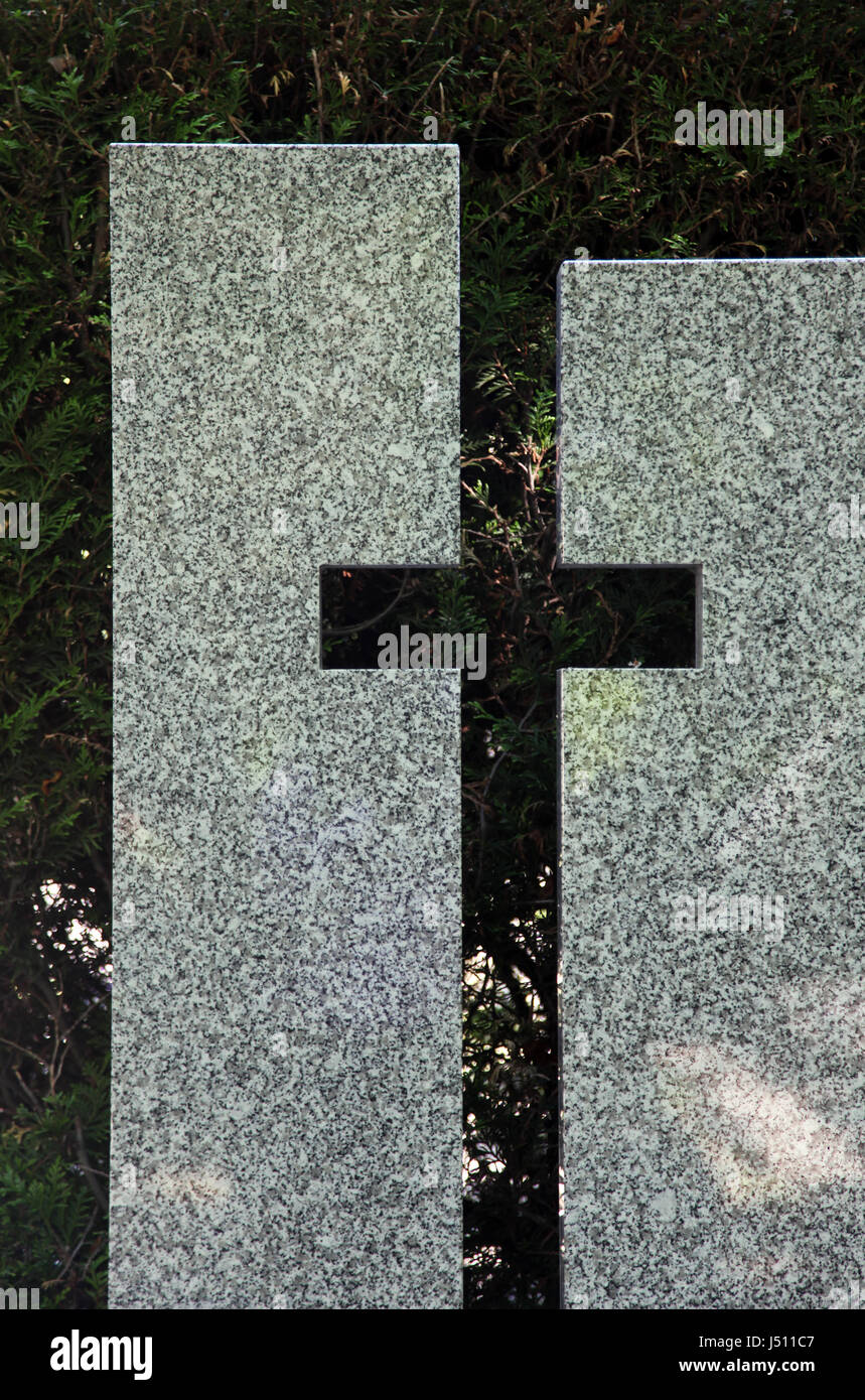 Cross, headstone on Mirogoj cemetery in Zagreb, Croatia on April 29 ...