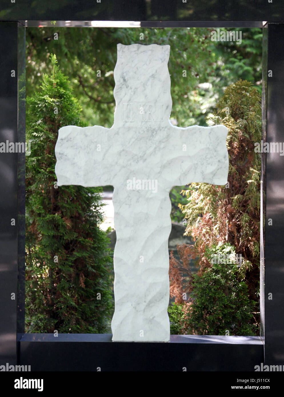 Cross, headstone on Mirogoj cemetery in Zagreb, Croatia on April 29 ...