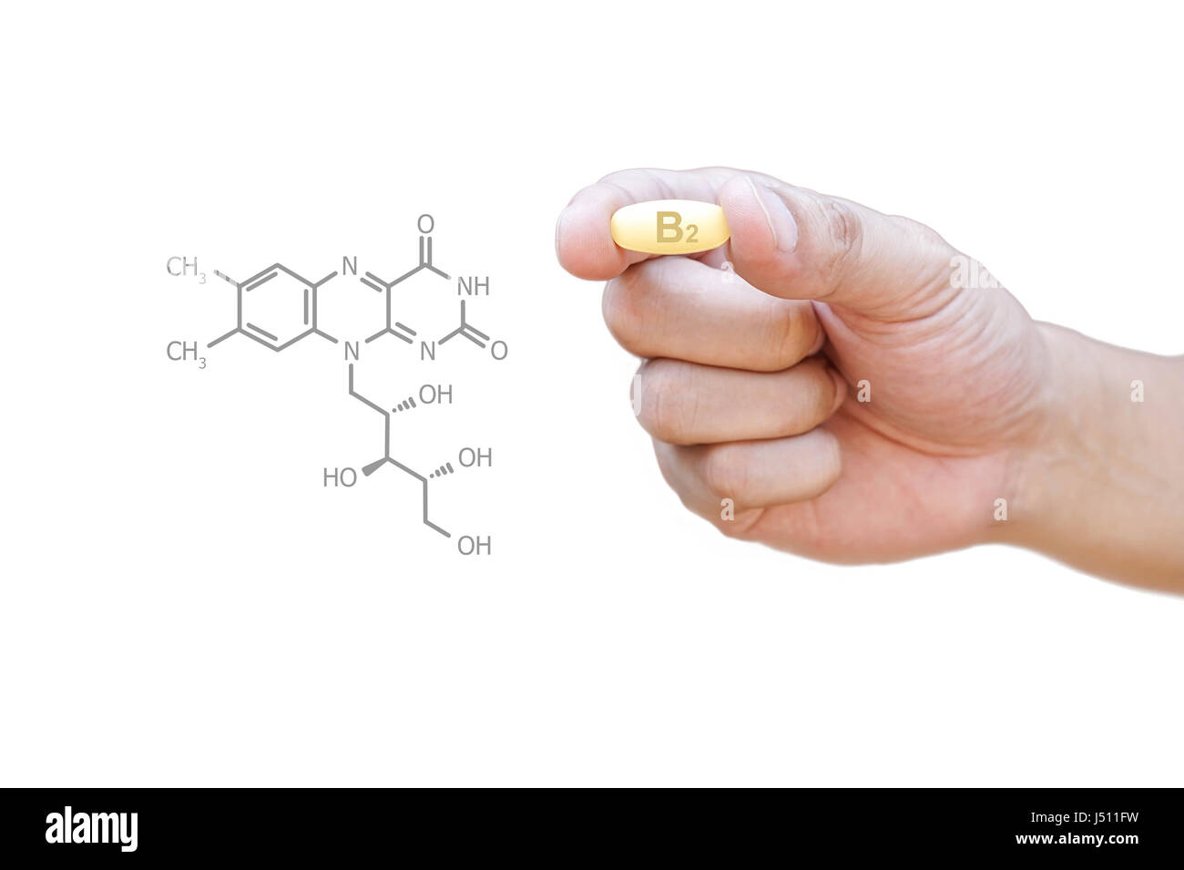 Hand holding vitamin B2 pill with clipping path Stock Photo - Alamy