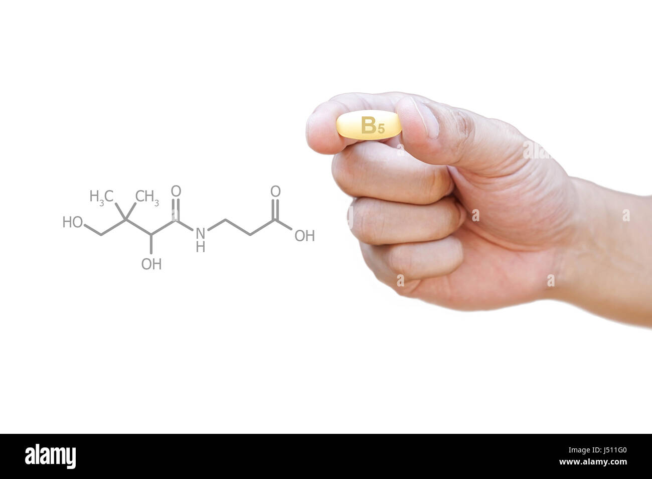 Hand holding vitamin B5 pill with clipping path Stock Photo - Alamy
