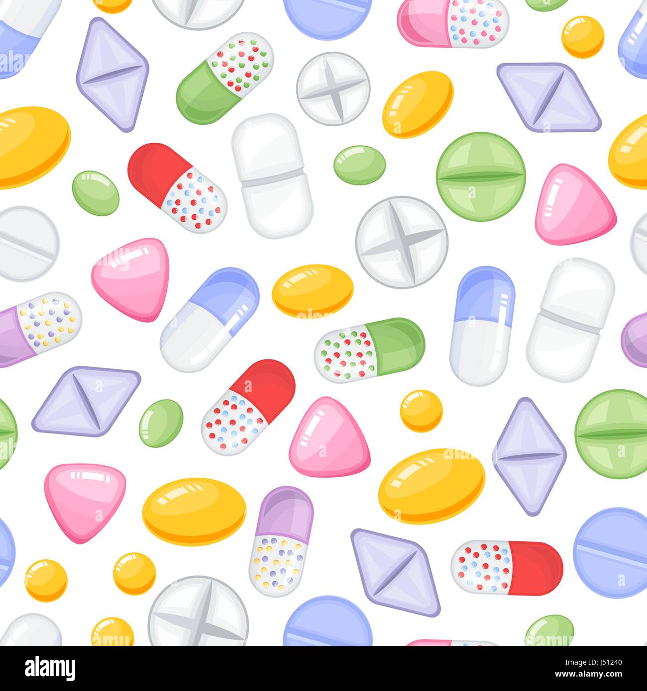 Vector heap of tablets and capsules. Seamless pattern tile Stock Vector ...