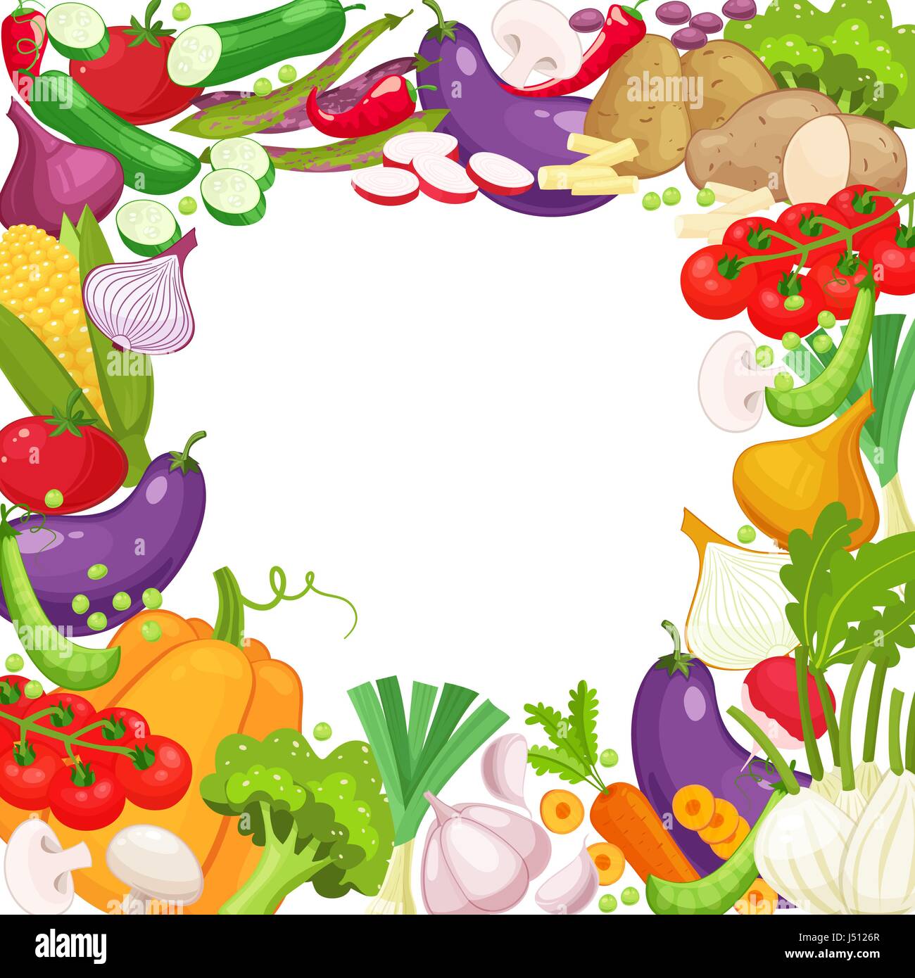 Vector frame of fresh vegetables for your design Stock Vector Image ...