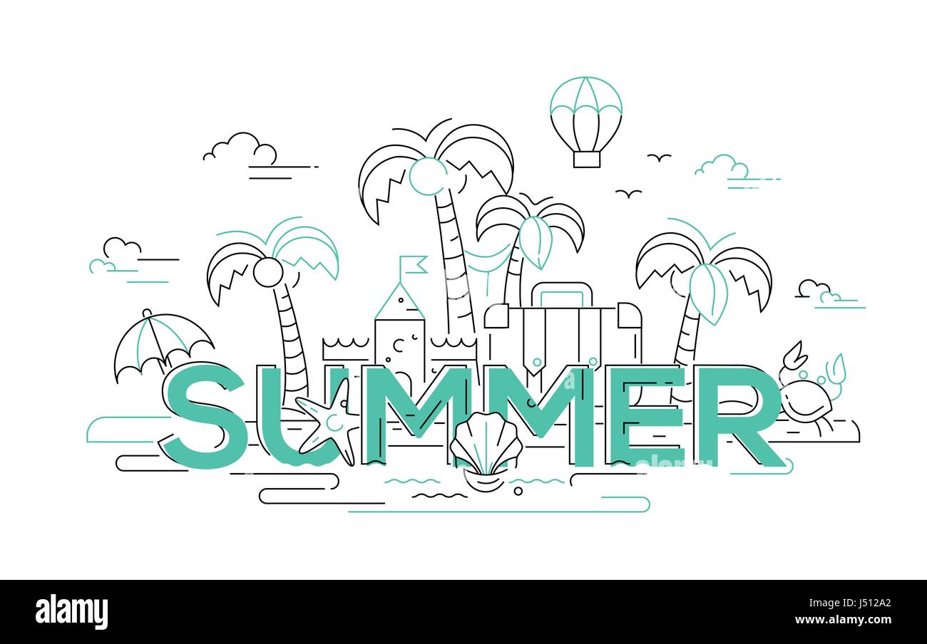 Summer - vector line travel illustration Stock Vector Image & Art - Alamy