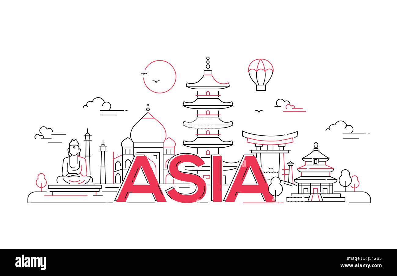 Asia - vector line travel illustration Stock Vector Image & Art - Alamy