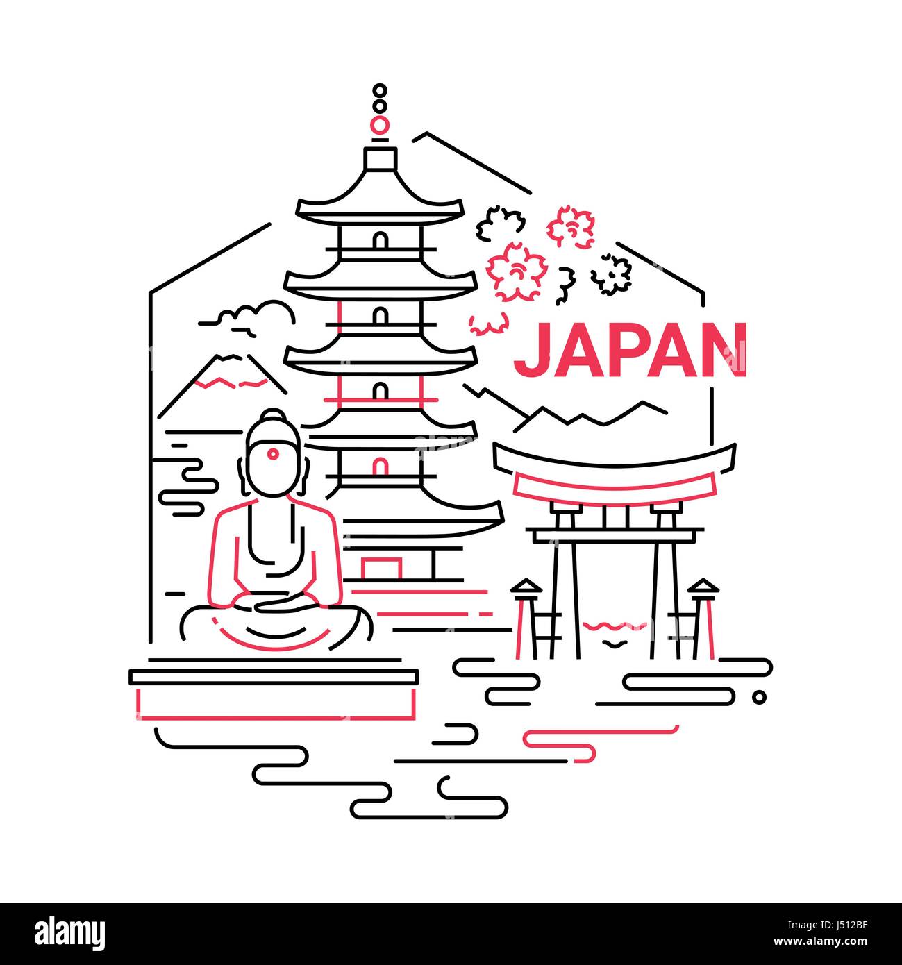 Japan- modern vector line travel illustration Stock Vector Image & Art ...