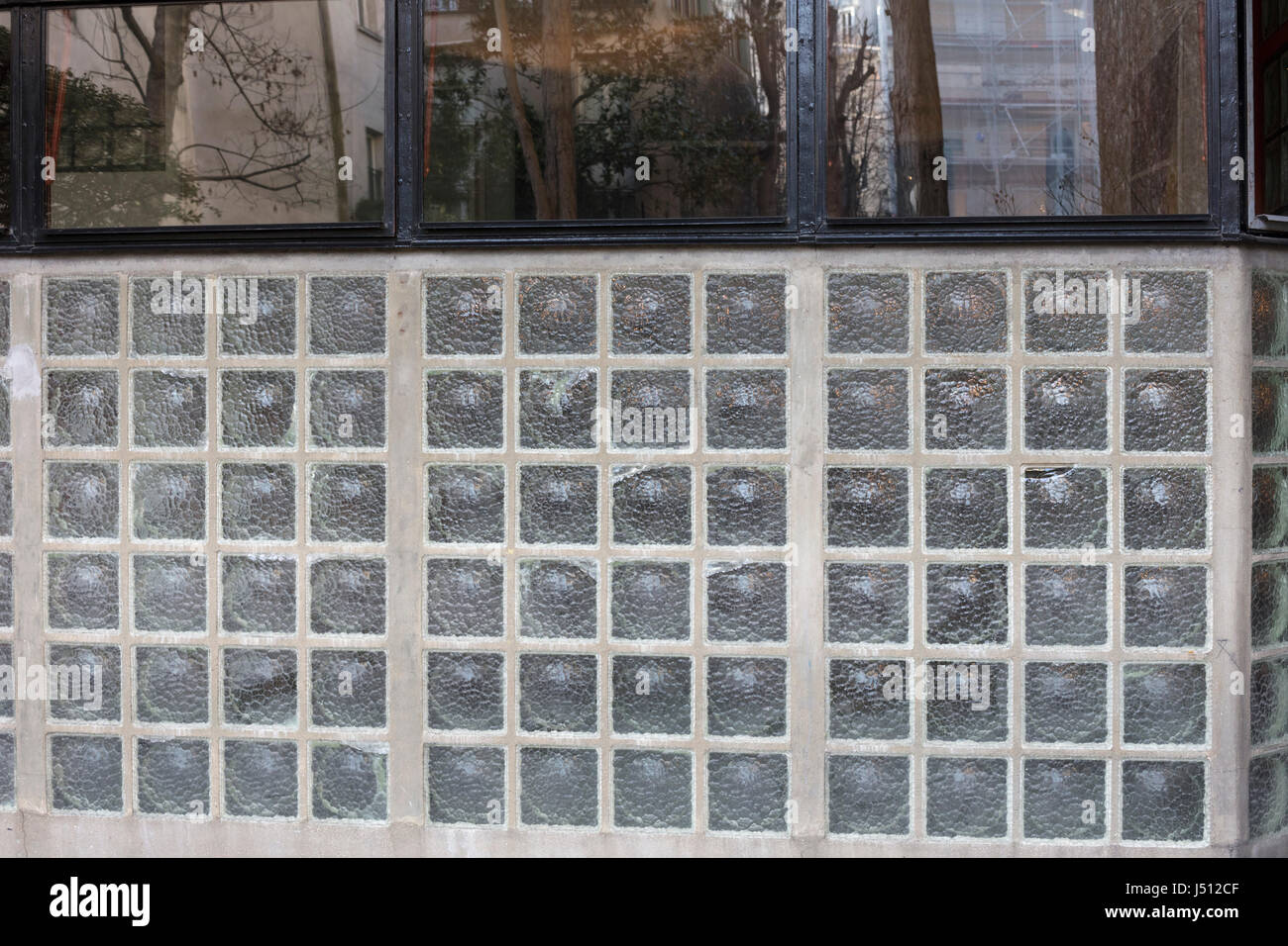 detail of exterior facade, Maison de Verre (House of Glass), Paris ...
