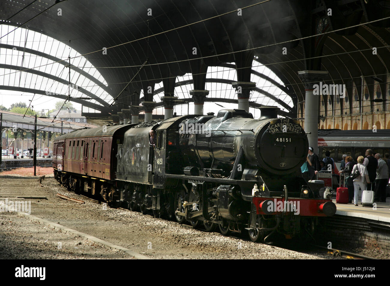 LMS Stanier class 8F steam locomotive 48151 at York station, UK with ...