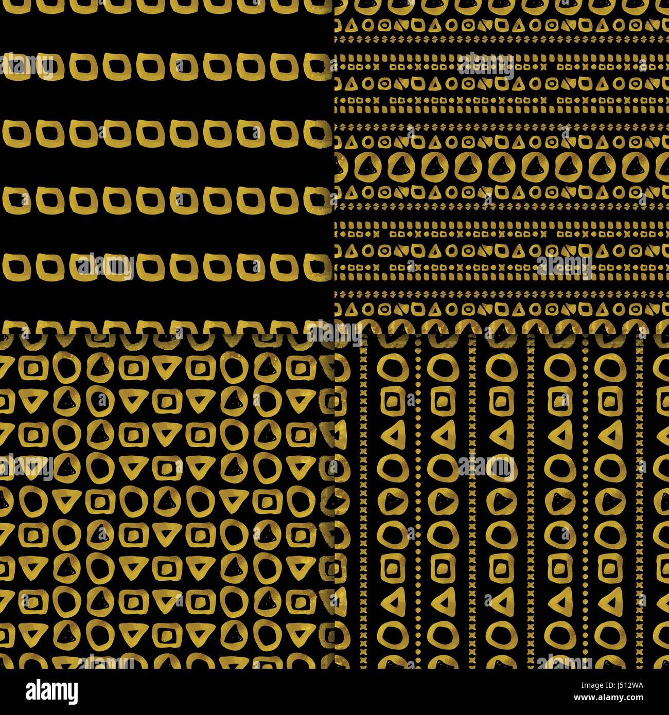 Geometric black and gold seamless pattern set Stock Vector Image & Art ...