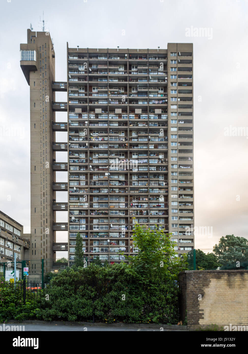 London, England - June 21, 2016: The brutalist Trellick Tower council ...