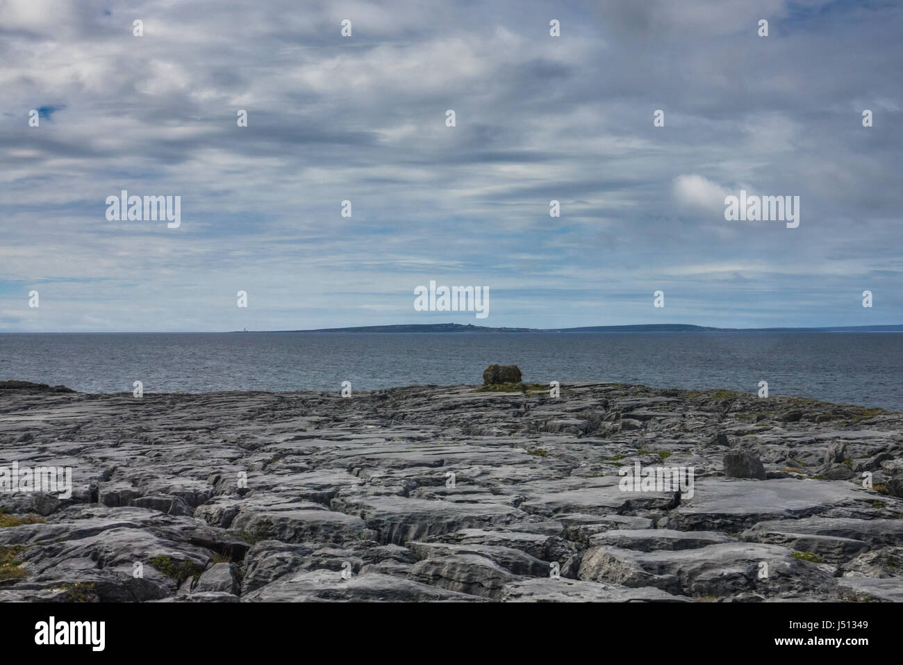 Panoramic view of the cliffs in Doolins Bay, The Burren, County Clare ...