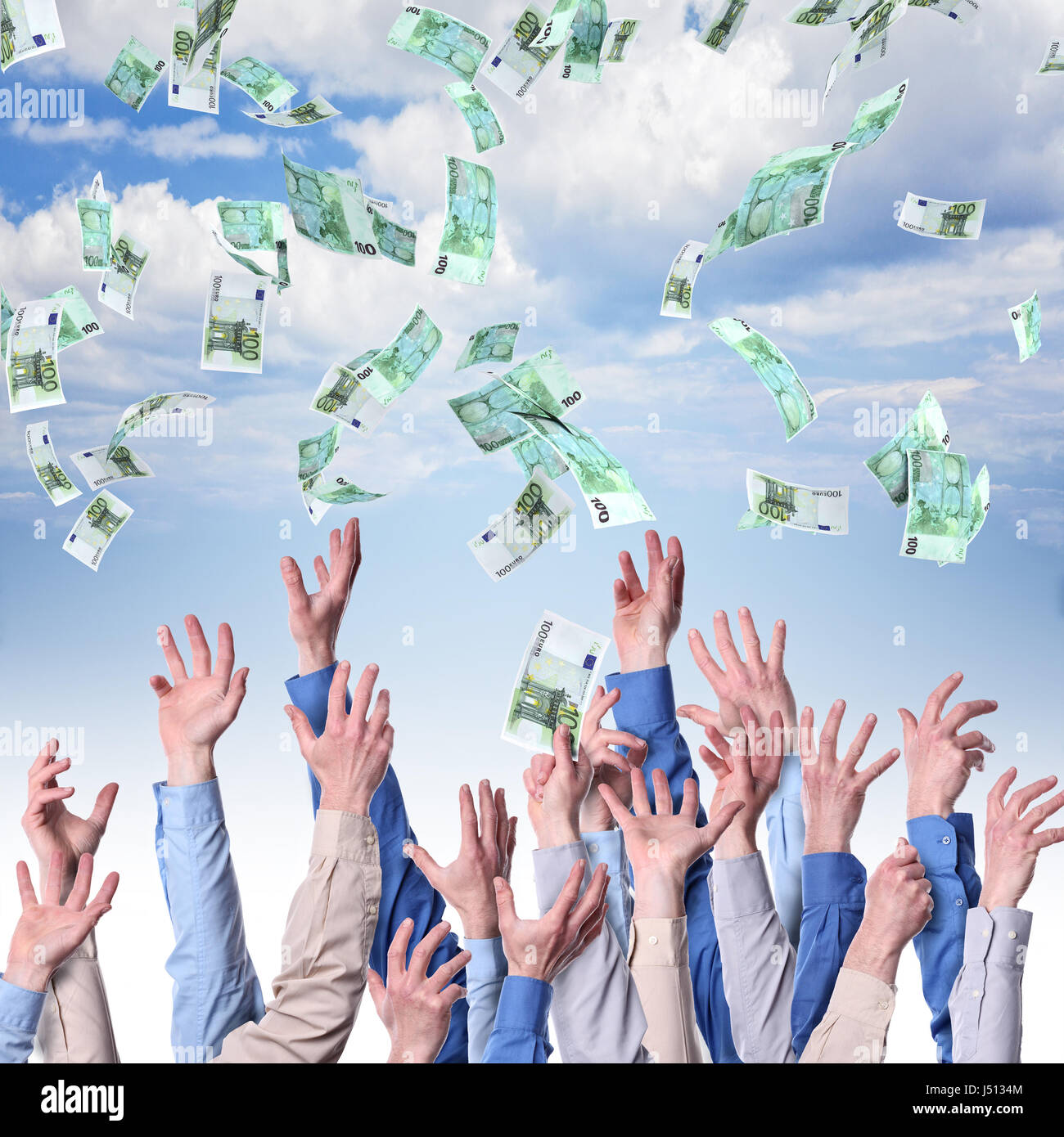 euro rain and businessman hans with sky background Stock Photo - Alamy