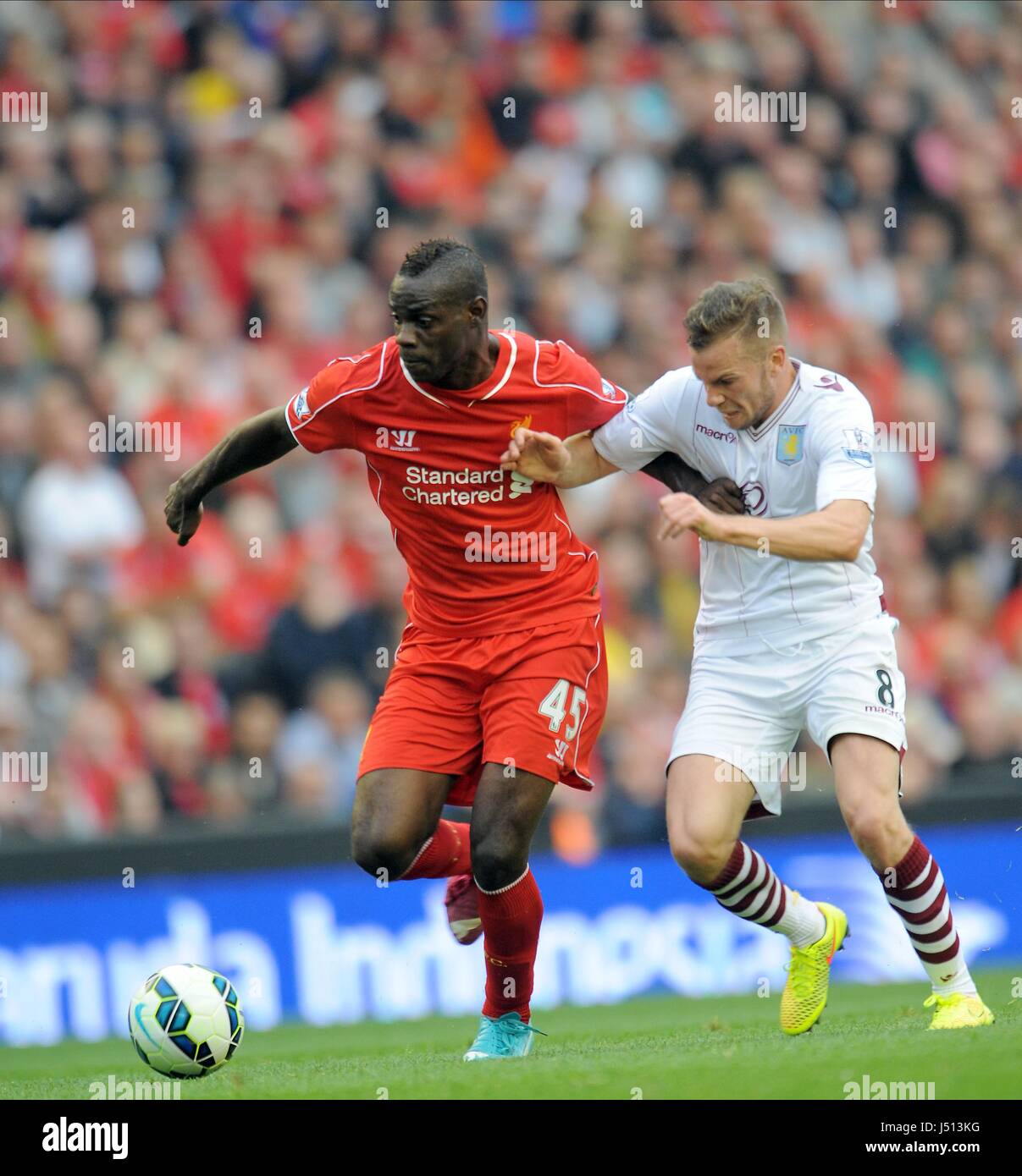 MARIO BALOTELLI & TOM CLEVERLE LIVERPOOL FC V ASTON VILLA FC ANFIELD ...