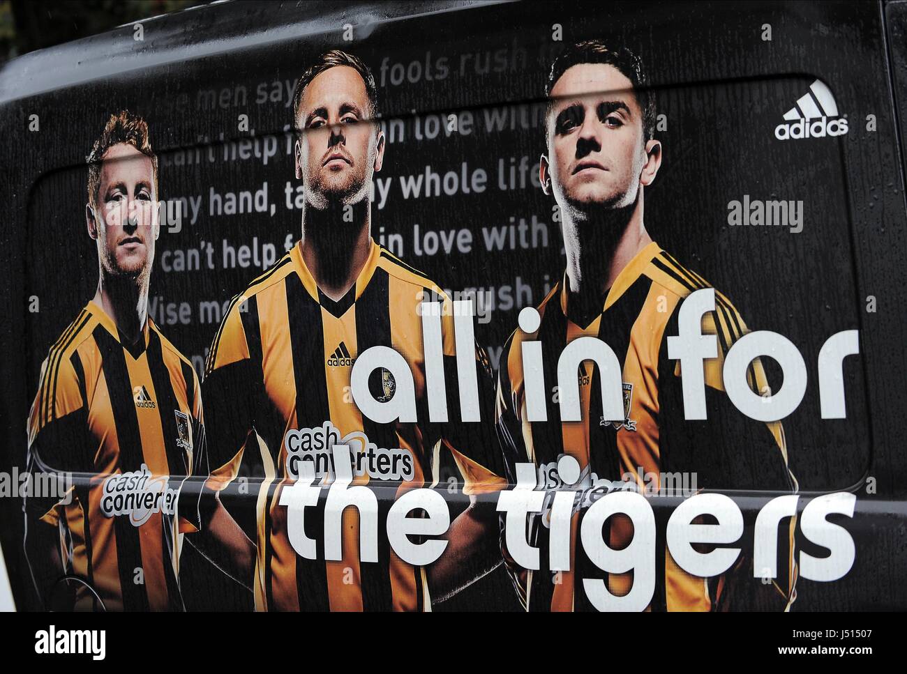 TIGERS BRANDING ON VAN SIDE HULL CITY FC V CRYSTAL PALACE KC STADIUM ...