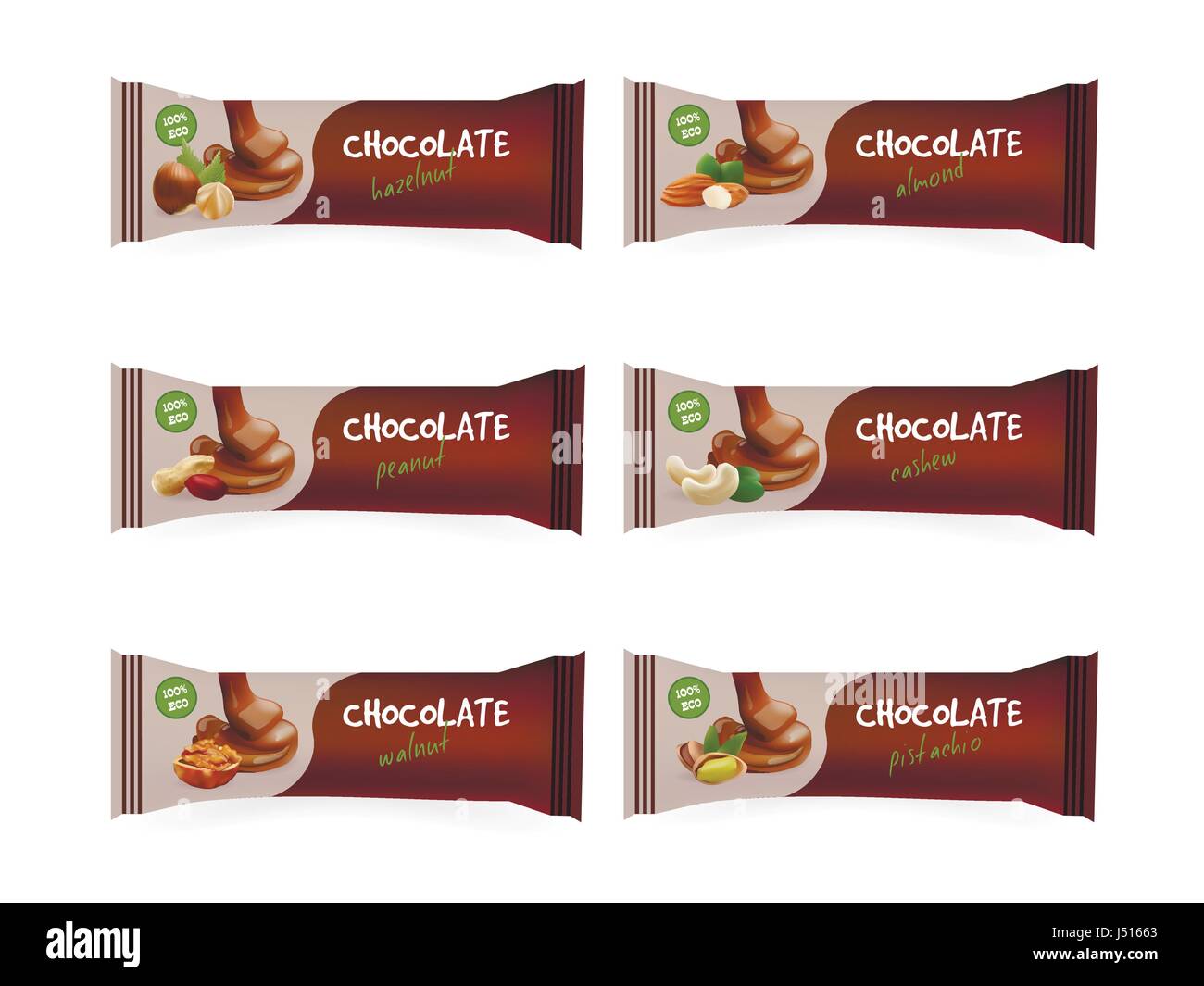 chocolate bars with nuts Stock Vector Image & Art - Alamy