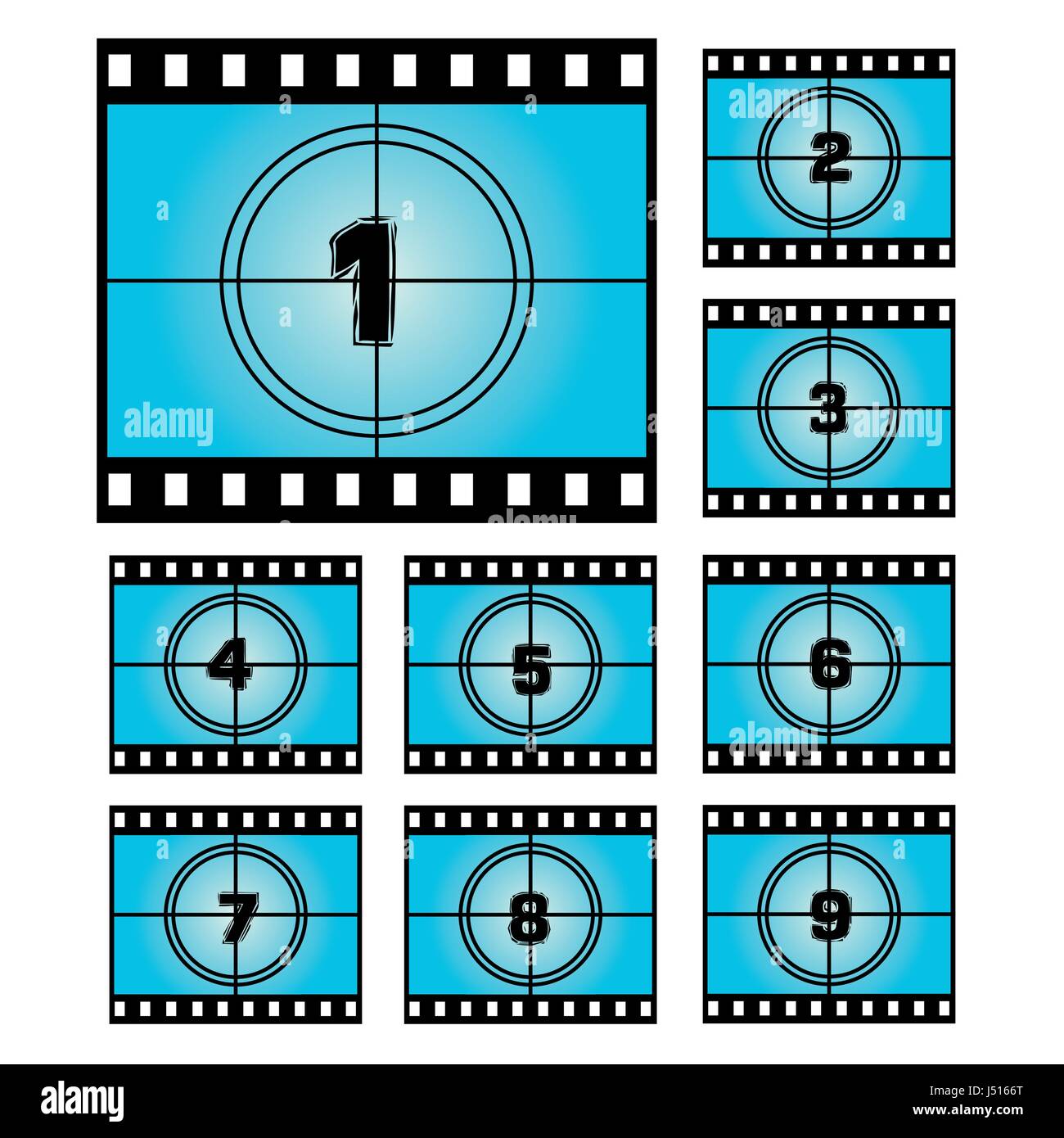 Film Screen Countdown Numbers. Vector Movie Illustration Stock Vector ...