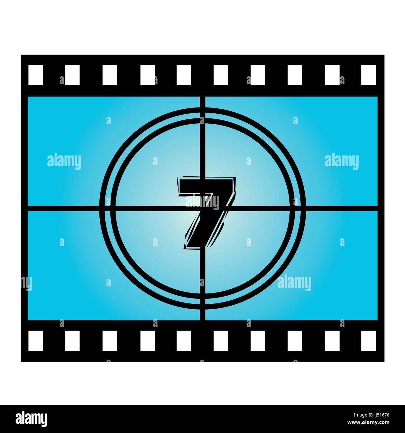 Film Screen Countdown Number Seven. Vector Movie Illustration Stock ...