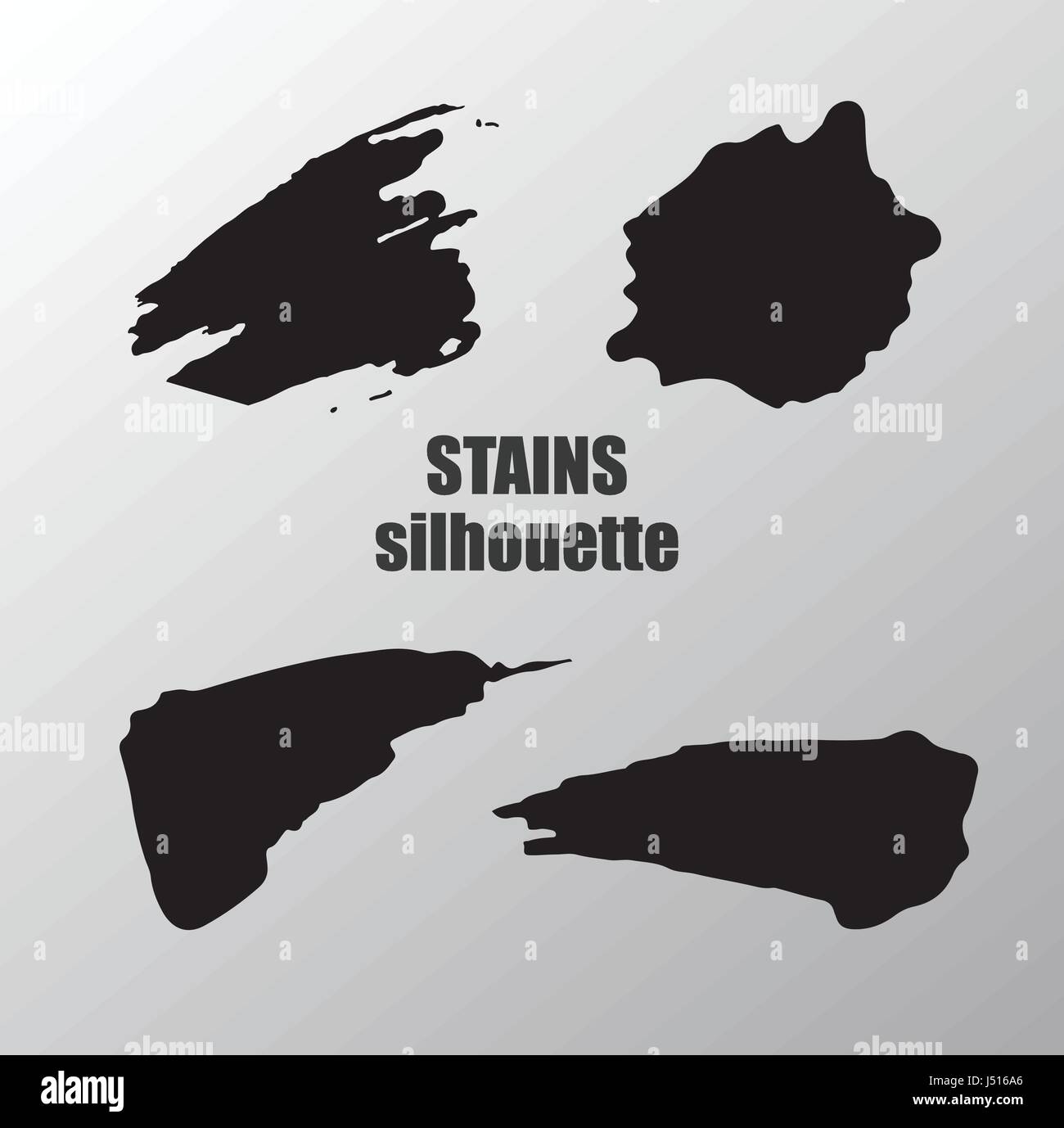 Grunge Stains Set. Modern Strokes. Vector Silhouette. Isolated Stock ...