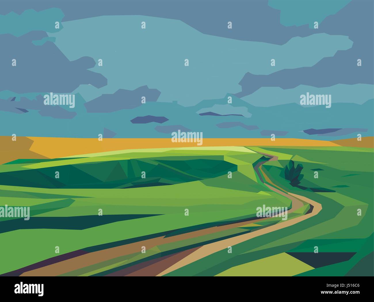 Countryside landscape road Stock Vector Images - Alamy