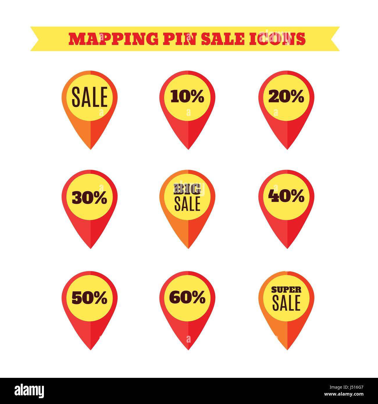 Mapping pins and pointers with Sale Signs. Big and Super Sale. Red ...