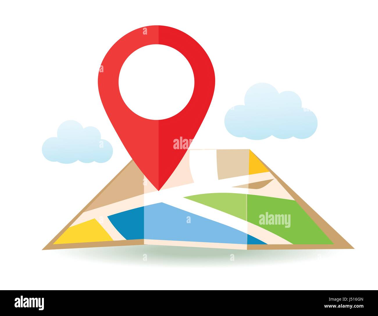 Flat map with pin. Vector location pointer icon. Markers on the Map ... Flat map with pin. Vector location pointer icon. Markers on the Map ...