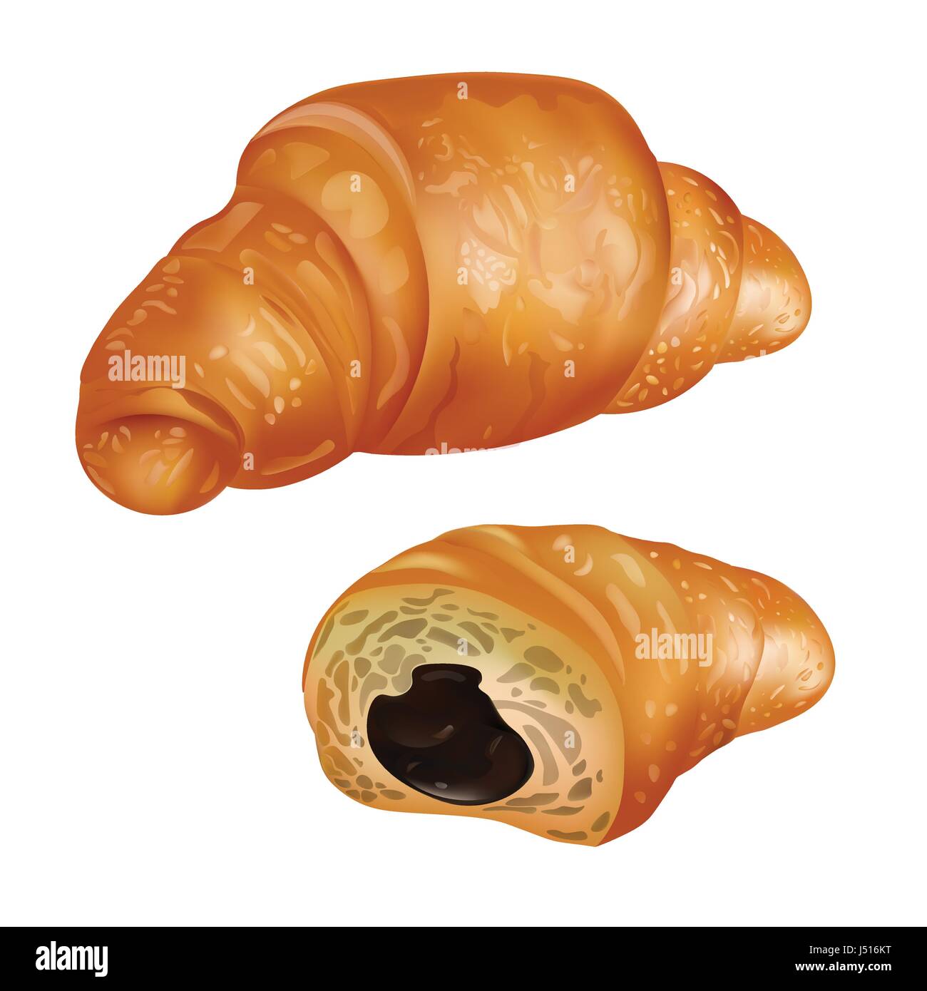 Croissant illustration realistic croissant bakery vector High ...