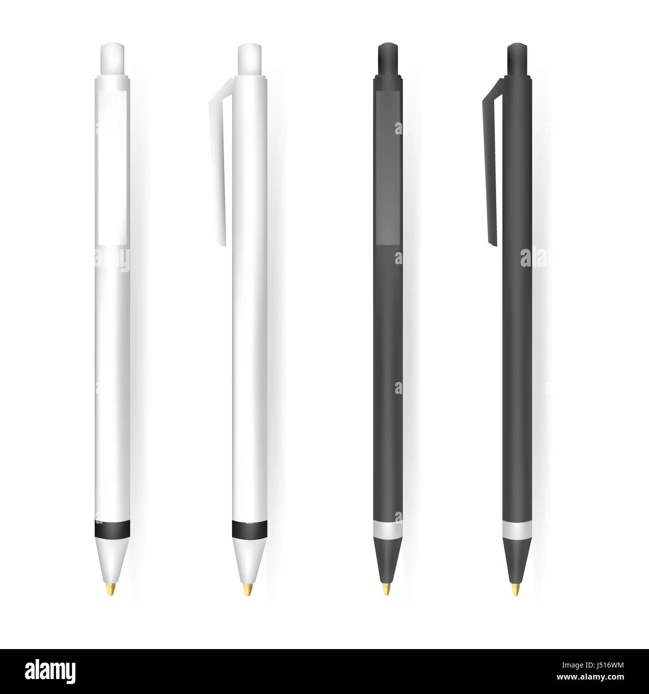 Vector Set of Blank Black and White Pens.Template for advertising and ...