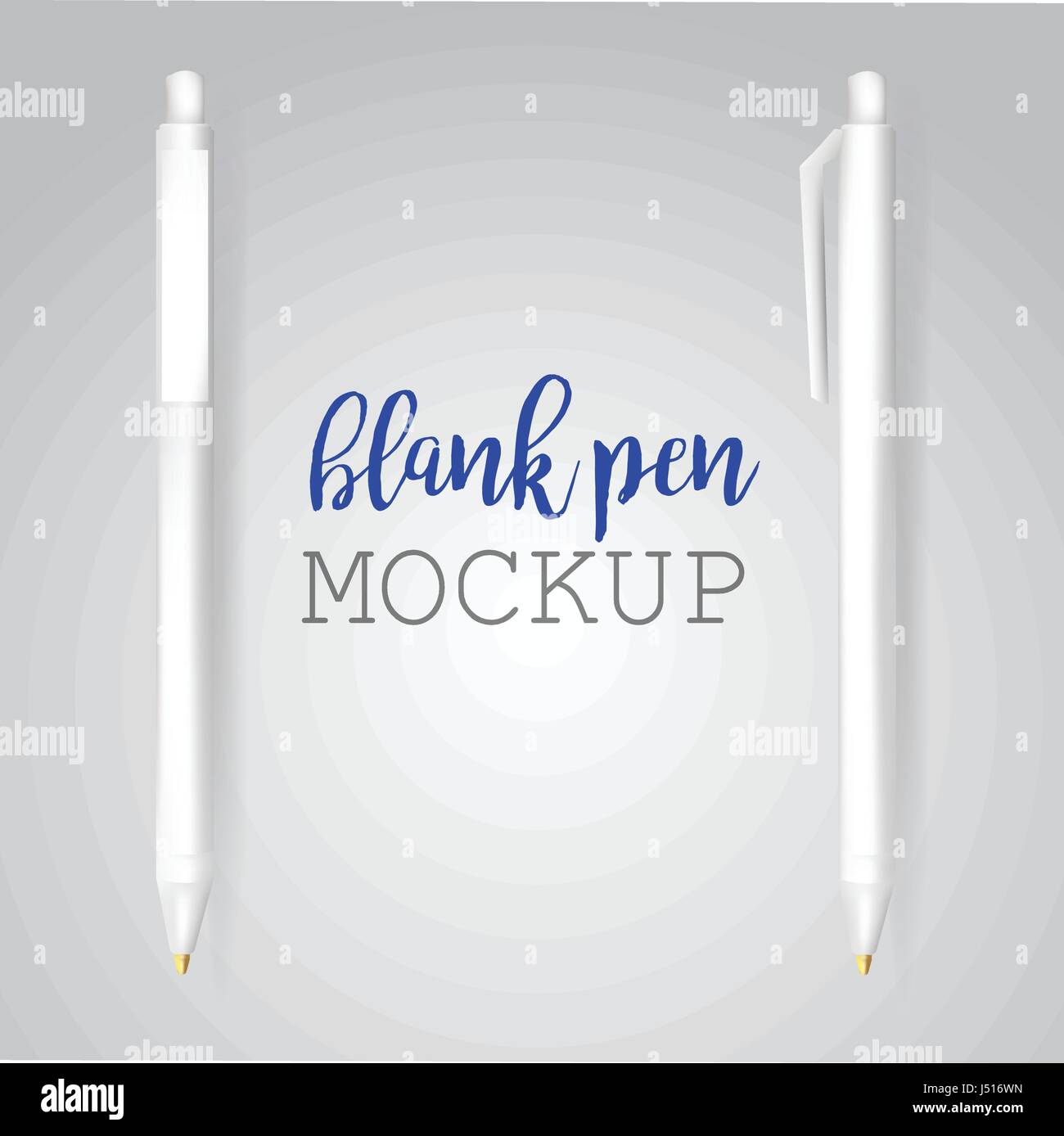 Vector Set of Blank White Pens.Template for advertising and corporate ...