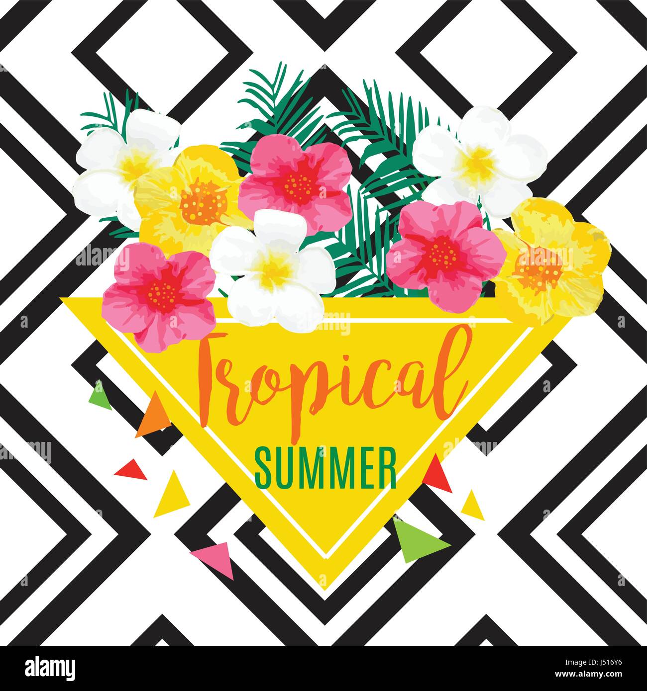 Exotic Flowers Banner Isolated. Vector geometric illustration with ...