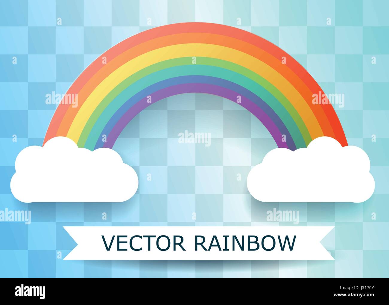 Rainbow and clouds . Flat Paper Style. Transparent Background Stock ...