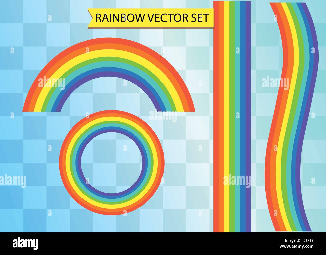 Rainbow in different shape. Realistic set on transparent background ...