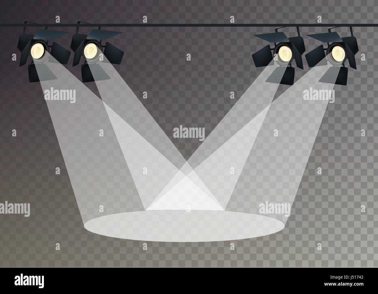 Realistic Transparent Background Spotlights. Light Effect. Scene ...