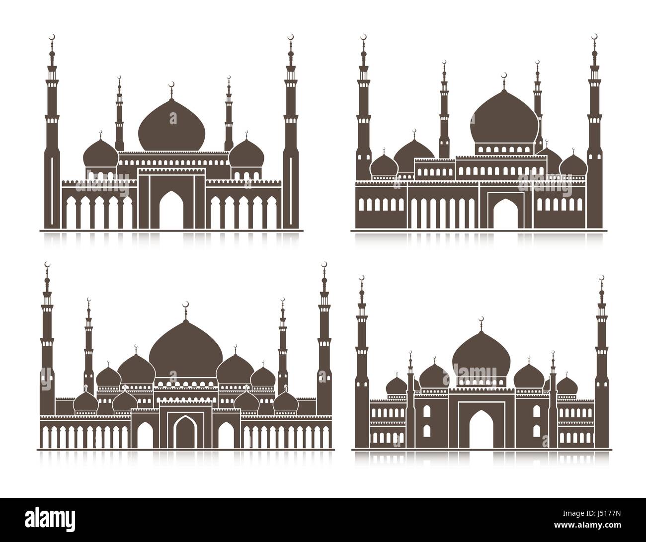 Vector Set of Mosque or Masjid Elements Isolated for Islamic ...