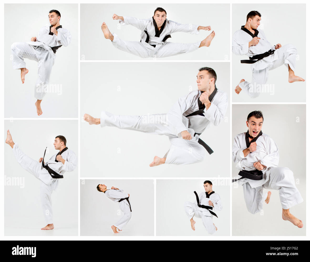 The karate man with black belt training karate Stock Photo - Alamy