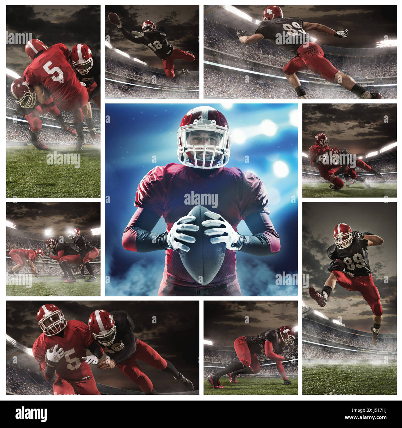 The collage about american football players Stock Photo - Alamy