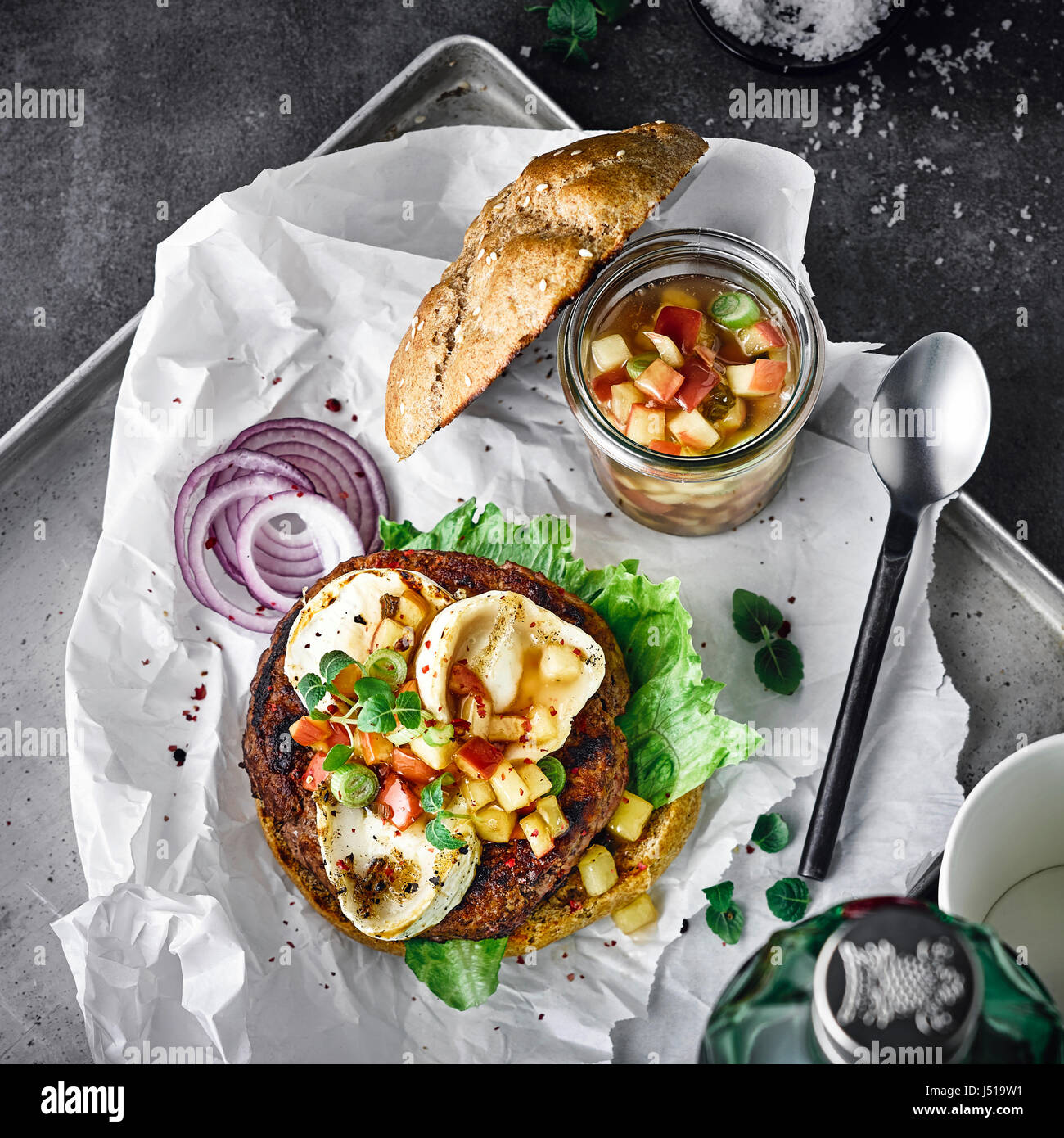 Burger top view watercress hi-res stock photography and images - Alamy