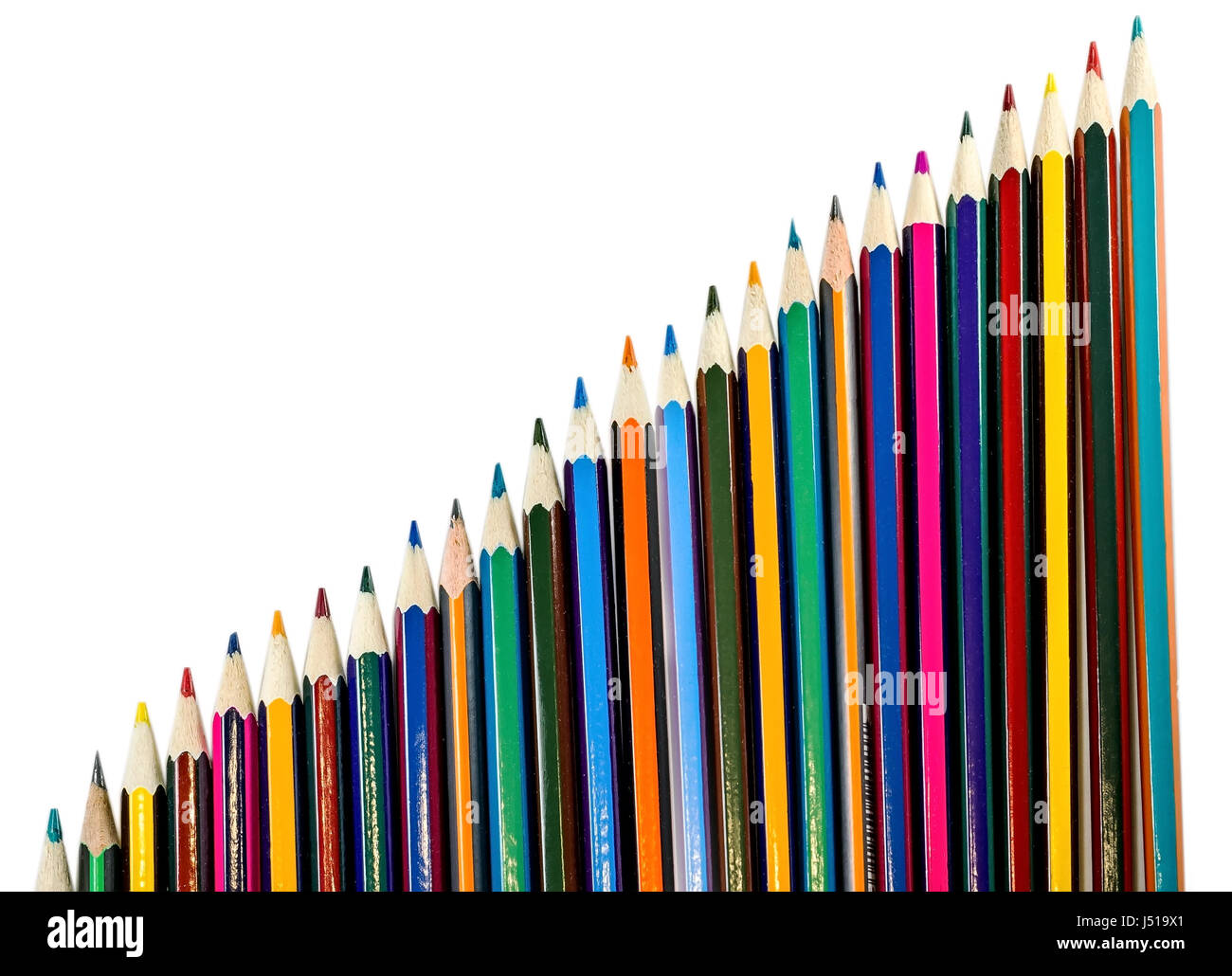 The Line of multicolored pencils isolated on white background Stock ...