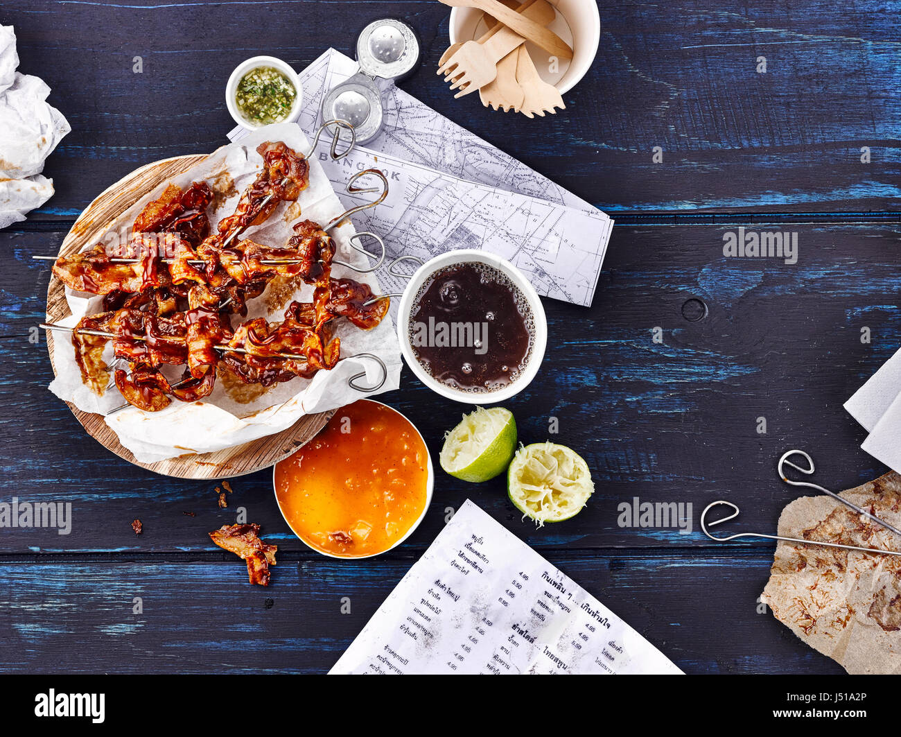 Street food thailand moo ping hi-res stock photography and images - Alamy