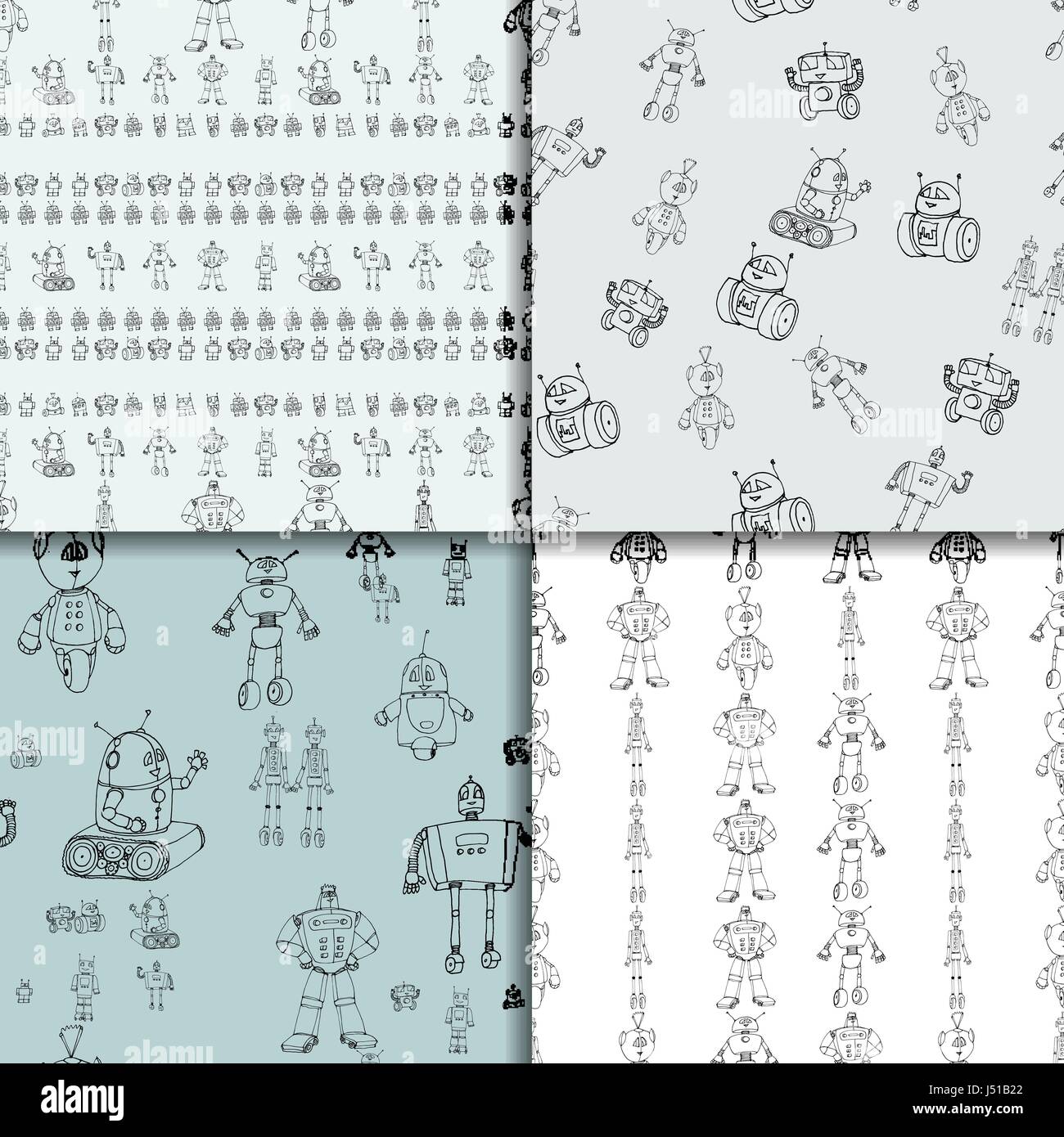 Robot doodles pattern set Stock Vector Image & Art - Alamy